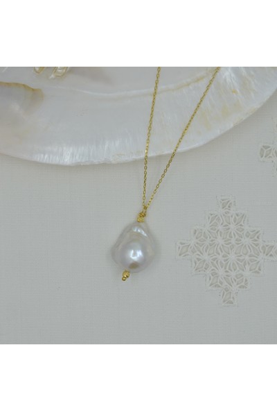 Akik Gümüş Barok Incili Kolye – 0758-AGKLY