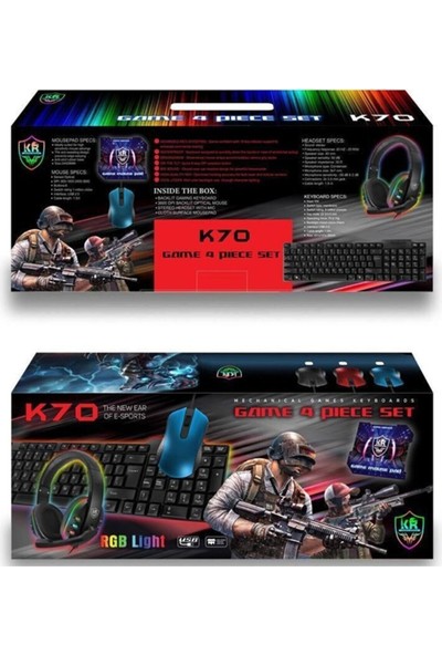 Paleon K70 Kr Game 4 Lü Set Klavye Mouse Kulaklık Mouse Pad Oyuncu Seti K70 Paleon K70 Kr Game 4 Lü Set Klavye Mouse Kulaklık Mouse Pad Oyuncu Seti K70