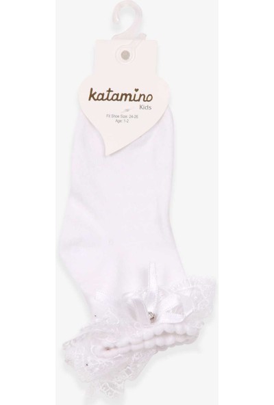 Katamino Kız Çocuk Soket Çorap Dantelli Taşlı Beyaz (1-2-11-12YAŞ) Katamino Kız Çocuk Soket Çorap Dantelli Taşlı Beyaz (1-2-11-12YAŞ)