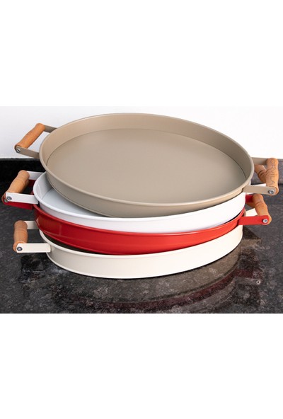 Country Tarzı Galvaniz Ahşap Kulplu Sunum Servis Mutfak Kahvaltı Oval Tepsi 45CM Country Tarzı Galvaniz Ahşap Kulplu Sunum Servis Mutfak Kahvaltı Oval Tepsi 45CM
