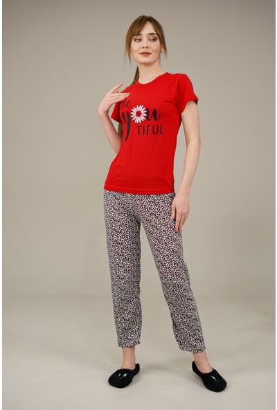 Markosin Kadın Leopar Desenli Pijama Takımı L7900