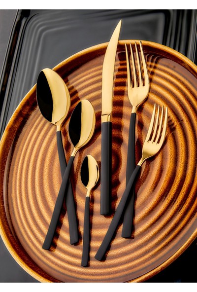 Özlife Bella 60 Parça Gold Siyah Sofra Takımı