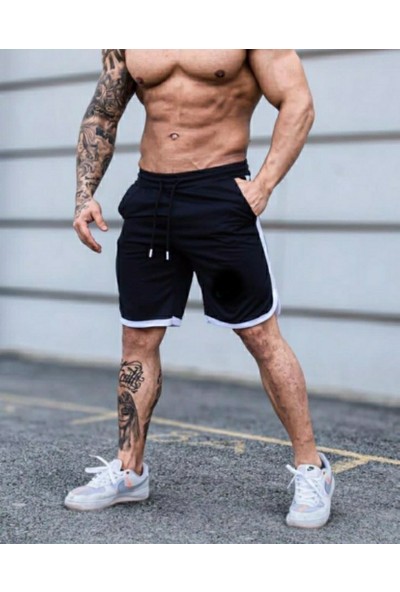 S&r Fashion Siyah Scuba Kumas Spor Şort