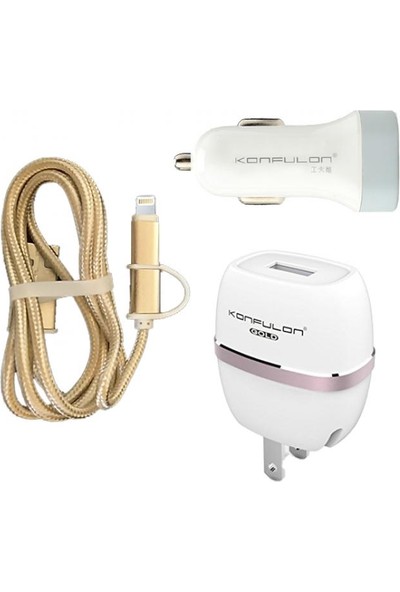 Mavi Ay Bilişim Konfulon 3 In 1 Şarj Seti Araç Şarjı Ev Tipi Şarj 2 Li IPHONE Samsung Kablo Mavi Ay Bilişim Konfulon 3 In 1 Şarj Seti Araç Şarjı Ev Tipi Şarj 2 Li IPHONE Samsung Kablo