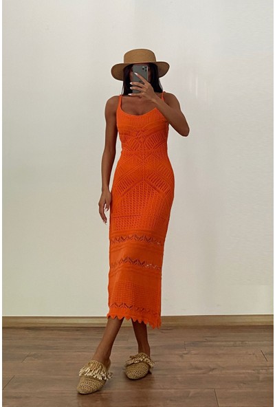 MyLove Zikzak Örgü Elbise Oranj MyLove Zikzak Örgü Elbise Oranj