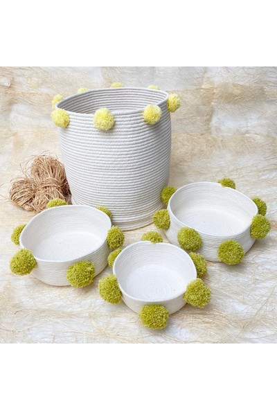 Bon Chic Baby Ekolojik Organizer Sepet Seti Sarı Yeşil Bon Chic Baby Ekolojik Organizer Sepet Seti Sarı Yeşil