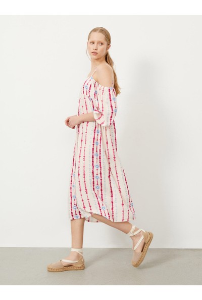 Xint Askılı Rahat Kesim Desenli Elbise