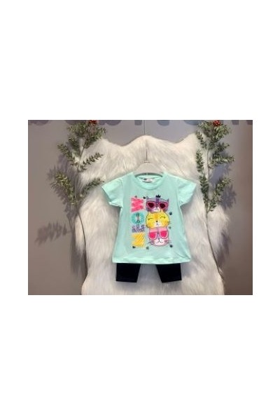 P&P Kız 2-5 Yaş Meow Baskılı Taytlı Takım