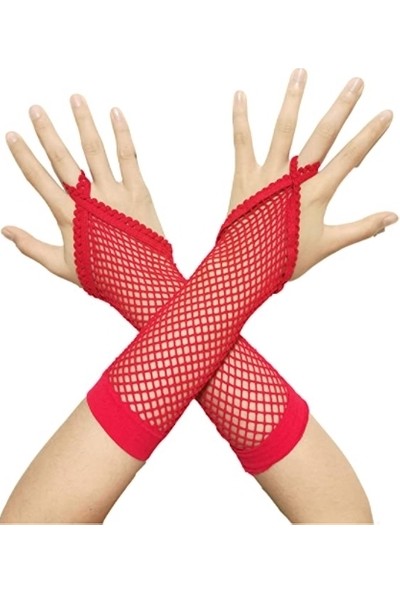 Mabes Kırmızı Örgü Parmak Arası Eldiven 26 cm