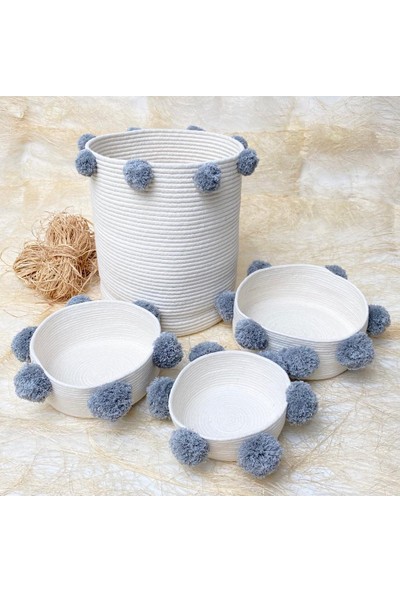 Bon Chic Baby Ekolojik Organizer Sepet Seti Gri 4'lü Bon Chic Baby Ekolojik Organizer Sepet Seti Gri 4'lü