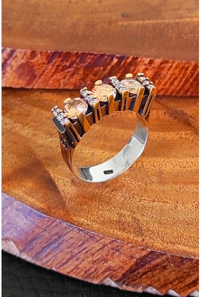 Aykat YZK-295 Sitrin Taşlı Otantik Gümüş Kadın Yüzüğü