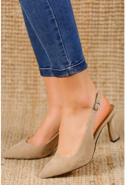 Erdmsp 5cm Topuklu Ayakkabı Süetbej - 5288.264.