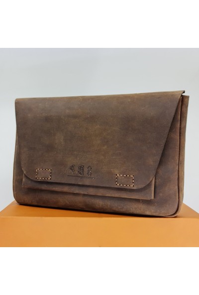 Rbx Leather Hakiki Deri / Poseidon V Kapaklı Slim El Çantası - Italyan Kahverengi