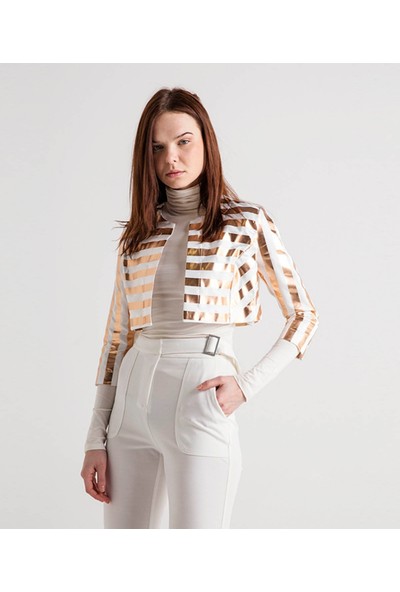 Home Store Bolero Çizgili Metalik Agrafli Sderi - Gold Home Store Bolero Çizgili Metalik Agrafli Sderi - Gold