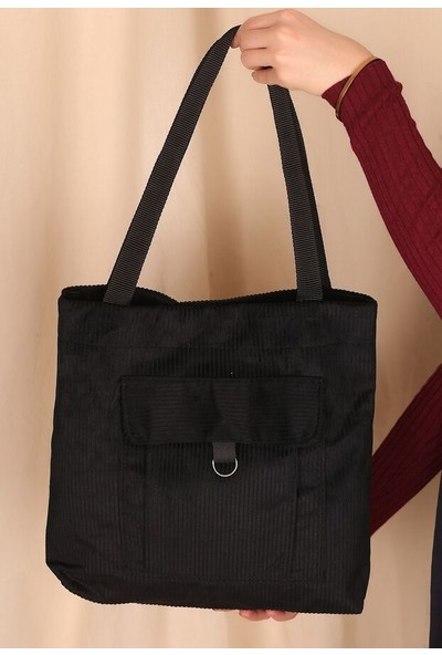 Pabucmarketi Siyah Kadife Kadın Çanta