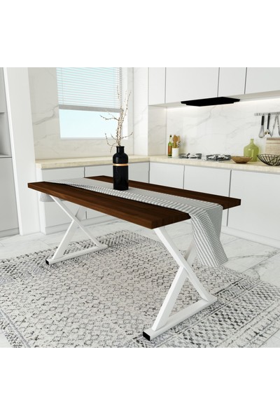 Woodesk Bahar Masif Ceviz Renk 180 x 80 cm Yemek Masası CPT7292-180 Woodesk Bahar Masif Ceviz Renk 180 x 80 cm Yemek Masası CPT7292-180