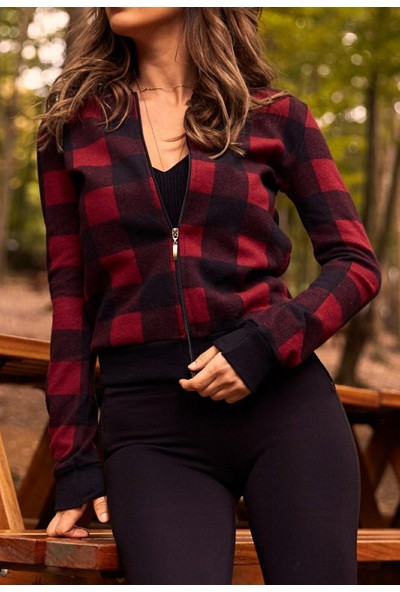 Rengamoda Ekose Desen Bomber Ceket