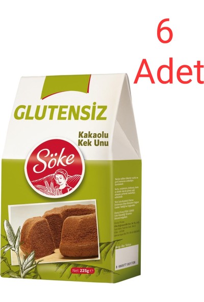 Söke Glutensiz Kek Unu Kakaolu 6 x 225 gr
