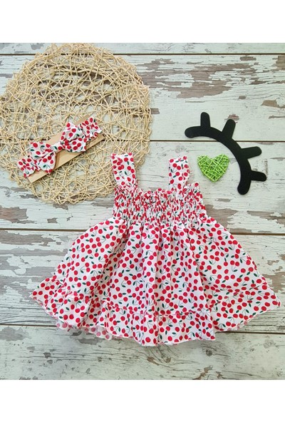 Rs Hediyelik Trend Yazlık Kiraz Desenli Bebek Elbisesi Ve Saç Bandı Hediye! Rs Hediyelik Trend Yazlık Kiraz Desenli Bebek Elbisesi Ve Saç Bandı Hediye!