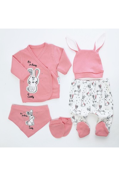 Nonna Baby Tavşan Nakışlı Koyu Pembe 5li Zıbın Set Nonna Baby Tavşan Nakışlı Koyu Pembe 5li Zıbın Set