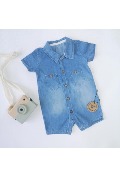 Necix Düğmeli Erkek Bebek Kot Salopet