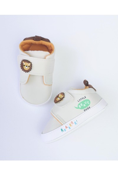 Pattili Safari Ekru Bebek Ayakkabı