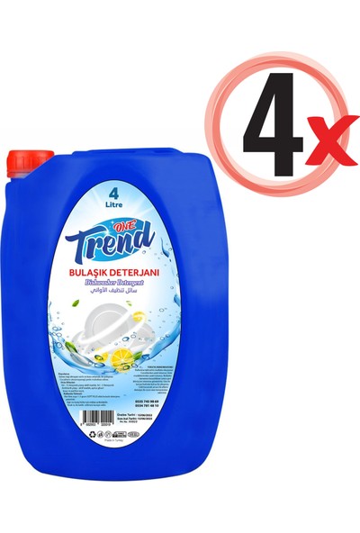 Trend Sıvı Bulaşık Deterjanı Limon 4 kg 4 Adet Trend Sıvı Bulaşık Deterjanı Limon 4 kg 4 Adet