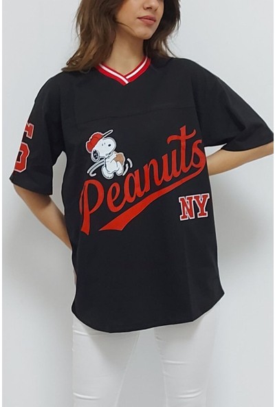 Tarhan Bera Peanuts Baskılı Tişört Siyah