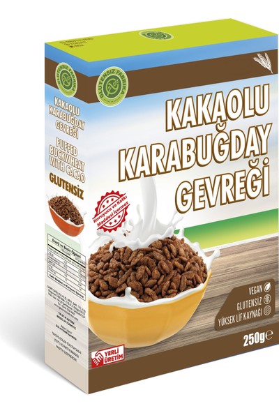 Glutensiz Fabrika Glutensiz Kakaolu Karabuğday Gevreği 250 gr Katkısız Sağlıklı Glutensiz Fabrika Glutensiz Kakaolu Karabuğday Gevreği 250 gr Katkısız Sağlıklı