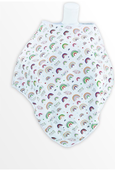 Pamuk Müslin Panço Emzirme Örtüsü / Önlüğü - Kırmızı Gökkuşağı Pamuk Müslin Panço Emzirme Örtüsü / Önlüğü - Kırmızı Gökkuşağı