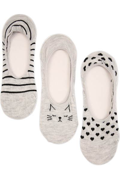Moduna Göre Moda Desenli Kadın Babet Çorap 3'lü Paket