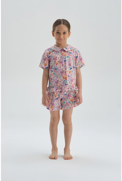 Dagi Pembe Desenli Şort Pijama Takım Dagi Pembe Desenli Şort Pijama Takım