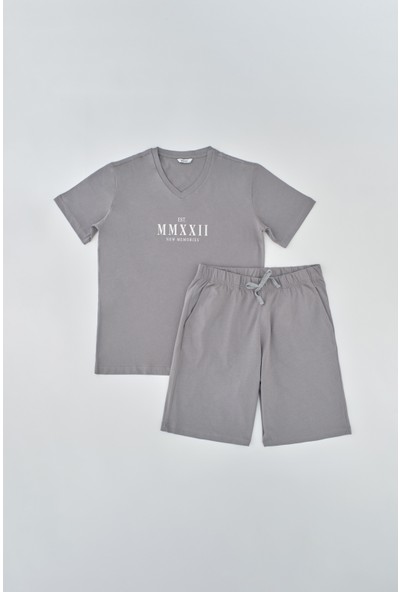 Dagi Pamuklu Gri Şort Takım