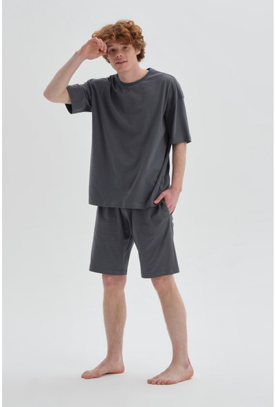 Dagi Antrasit Şort Pijama Takım