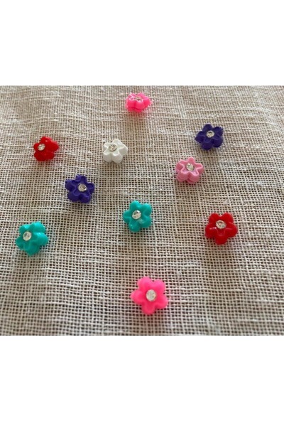 Voilove Renkli Çiçekli Saç Boncuğu 10'Lu
