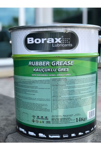 Borax Suya Dayanıklı Genel Amaçlı Yeşil Kauçuklu Gres 14KG Borax Suya Dayanıklı Genel Amaçlı Yeşil Kauçuklu Gres 14KG