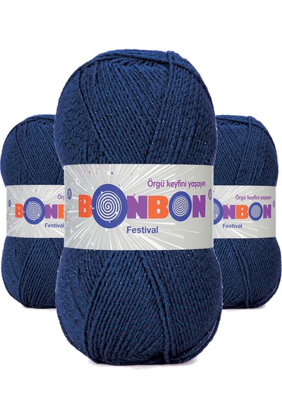 Bonbon 3 Adet Festival Simli Örgü Ipi Yünü Renk No 488 Bonbon 3 Adet Festival Simli Örgü Ipi Yünü Renk No 488