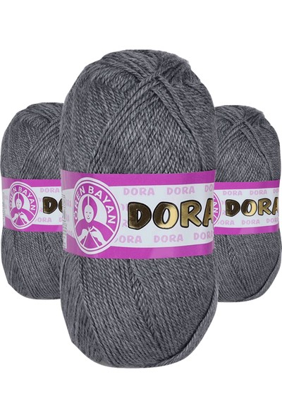 Ören Bayan 3 Adet Dora El Örgü Ipi Yünü 100 gr 008 Koyu Gri