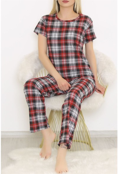 Baskılı Pijama Takımı Bordosiyah - 9085.1287.