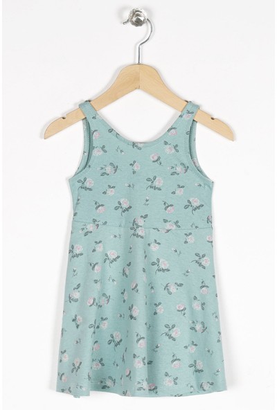 Zepkids Kız Çocuk Regular Fit Gül Desenli Kolsuz Elbise