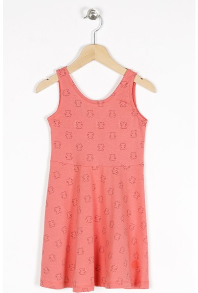 Zepkids Kız Çocuk Regular Fit Ayıcık Desenli Kolsuz Elbise