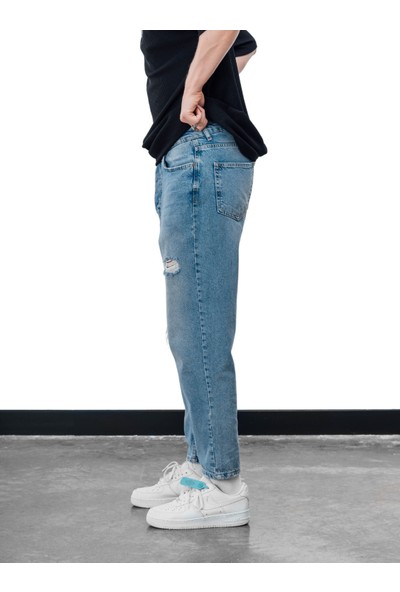 Abluka Online Boyfriend Yırtık Kot Pantolon Mavi