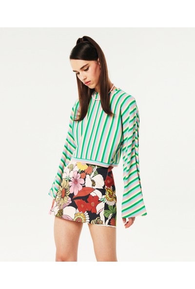 Twist Çizgi Desen T-Shirt