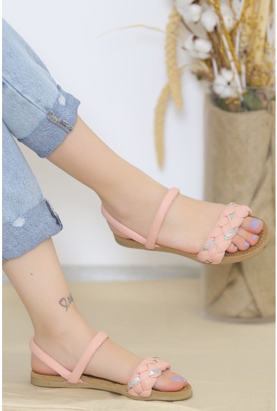 Erdmsp Taşlı Sandalet Pudra - 9492.264.
