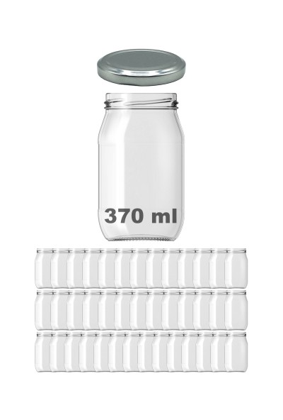 Afracam 370 ml Metal Gümüş Kapaklı Şeffaf Cam Kavanoz