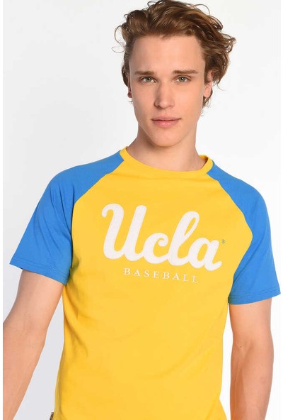 Ucla Hermosa Sarı Bisiklet Yaka Nakışlı Erkek Tshirt Ucla Hermosa Sarı Bisiklet Yaka Nakışlı Erkek Tshirt