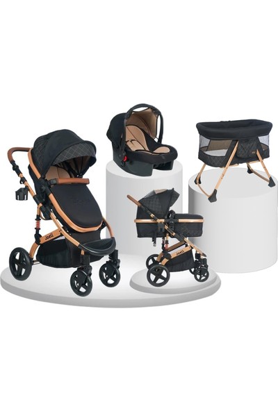 Joell Truva 1712 Travel Sistem Bebek Arabası Beşikli Set Siyah
