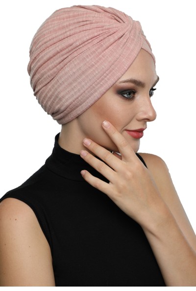 Fidan Bone Çapraz Penye Astarlı Pudra Hazır Türban Tesettür Havuz Bonesi