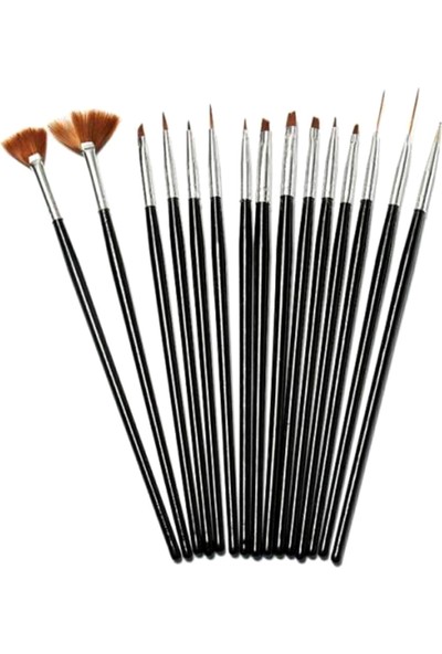 Nailart 15'li Tırnak Süsleme Fırçası Siyah Desen Fırça Seti Nailart 15'li Tırnak Süsleme Fırçası Siyah Desen Fırça Seti