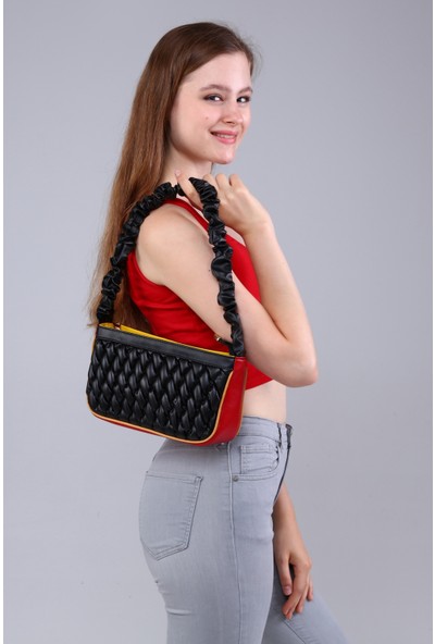 Morpelika Siyah Çok Renkli Kadın Omuz Çantası